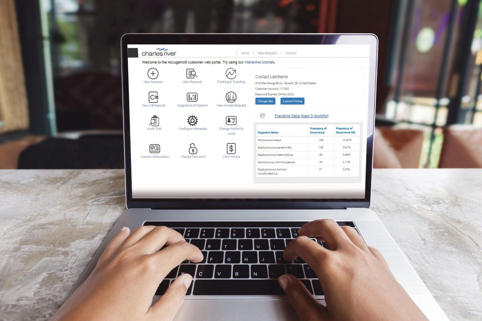 Accugenix® 고객 웹포털 – 찰스리버코리아